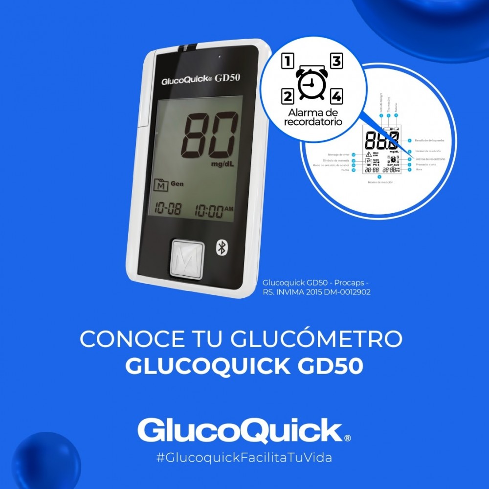 Glucometro GlucoQuick GD50 + KIT, DIABETRICS en Colombia desde $0