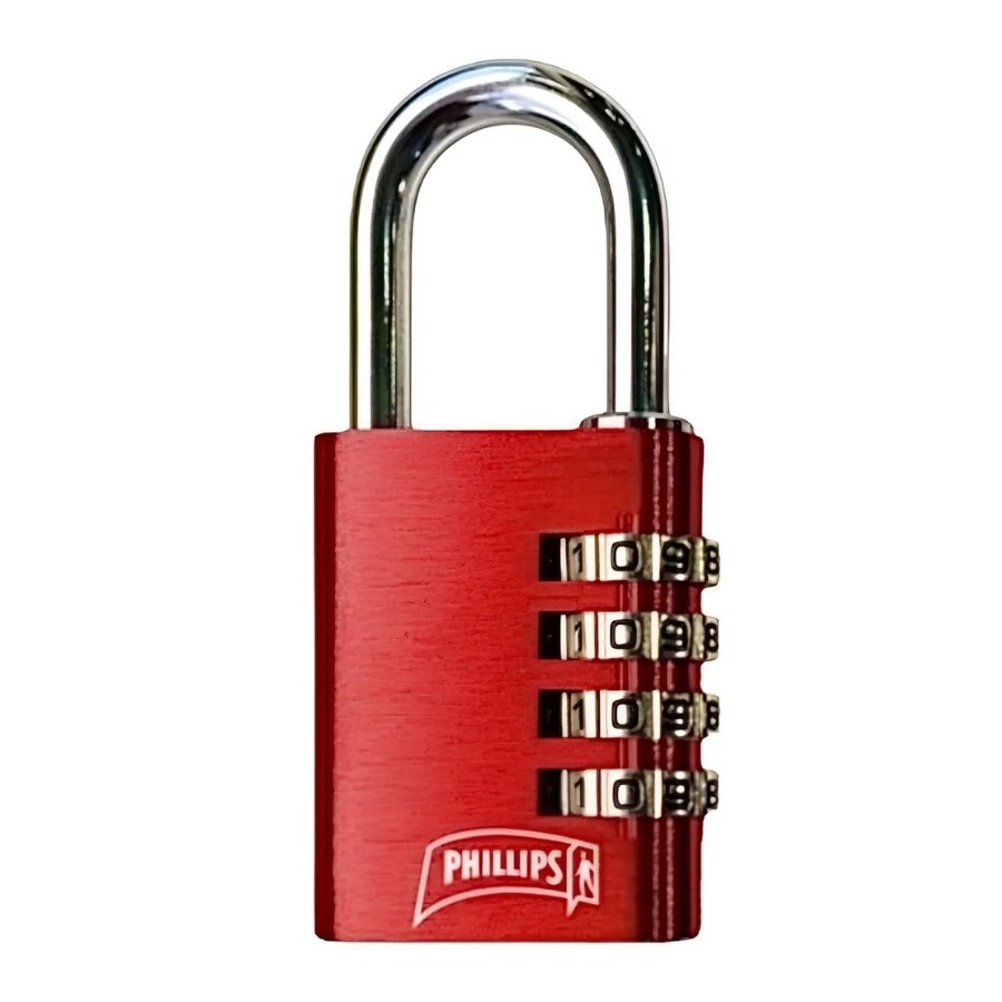 Candado Clave Combinación 4 Diales 20/30/40 mm Phillips Rojo, Phillips ...